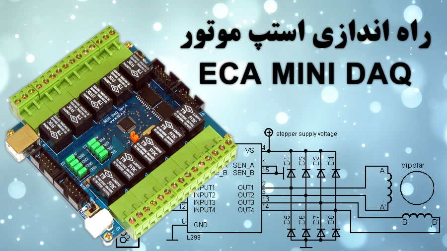 راه اندازی استپ موتور با ECA MINI DAQ (توسط ماژول L298)