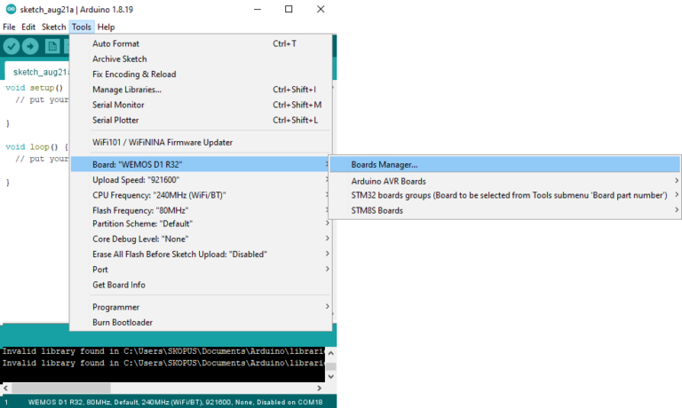 آموزش راه اندازی برد های Esp8266 و Esp32 در Arduino Ide